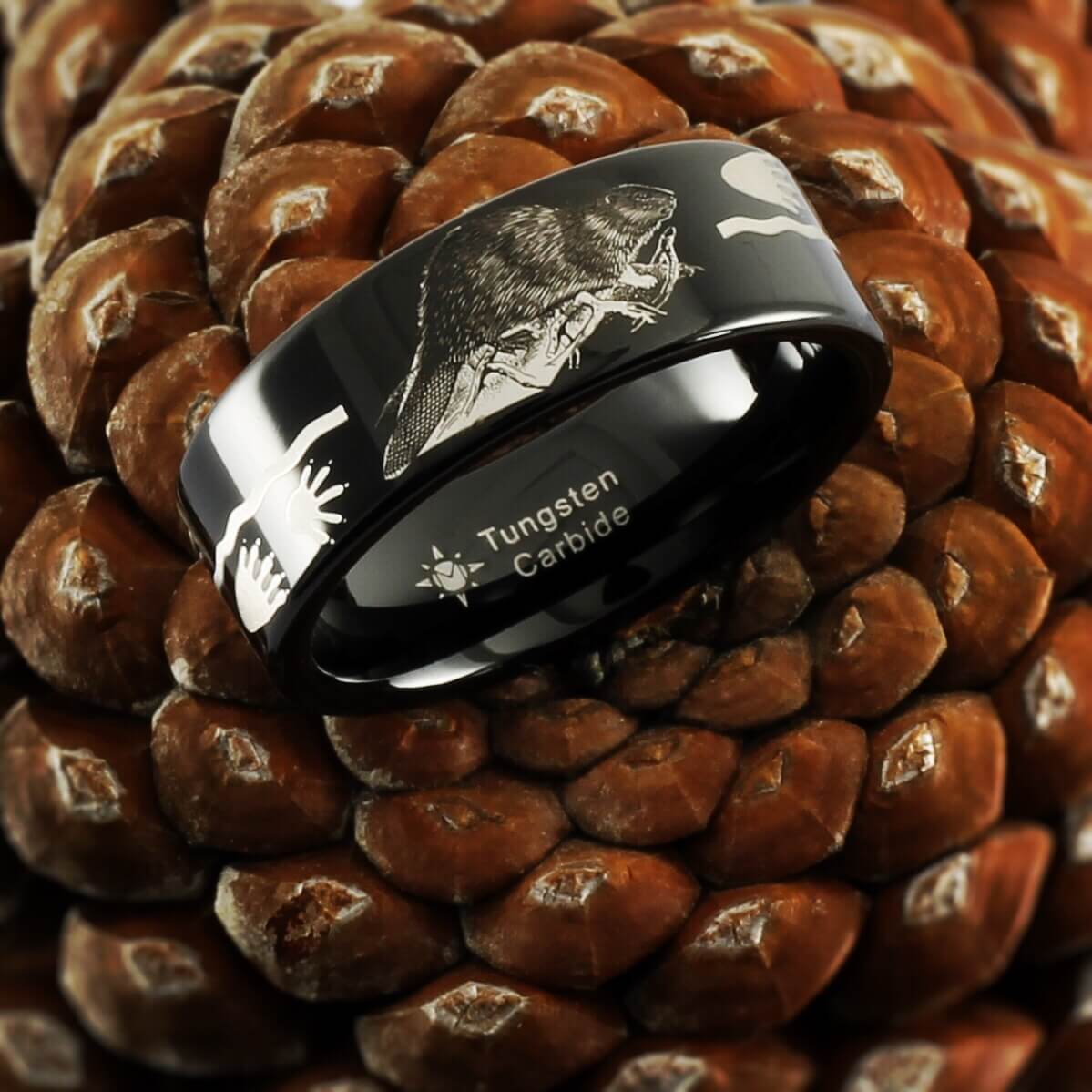 Beaver and Tracks Tungsten Ring - My Shinies